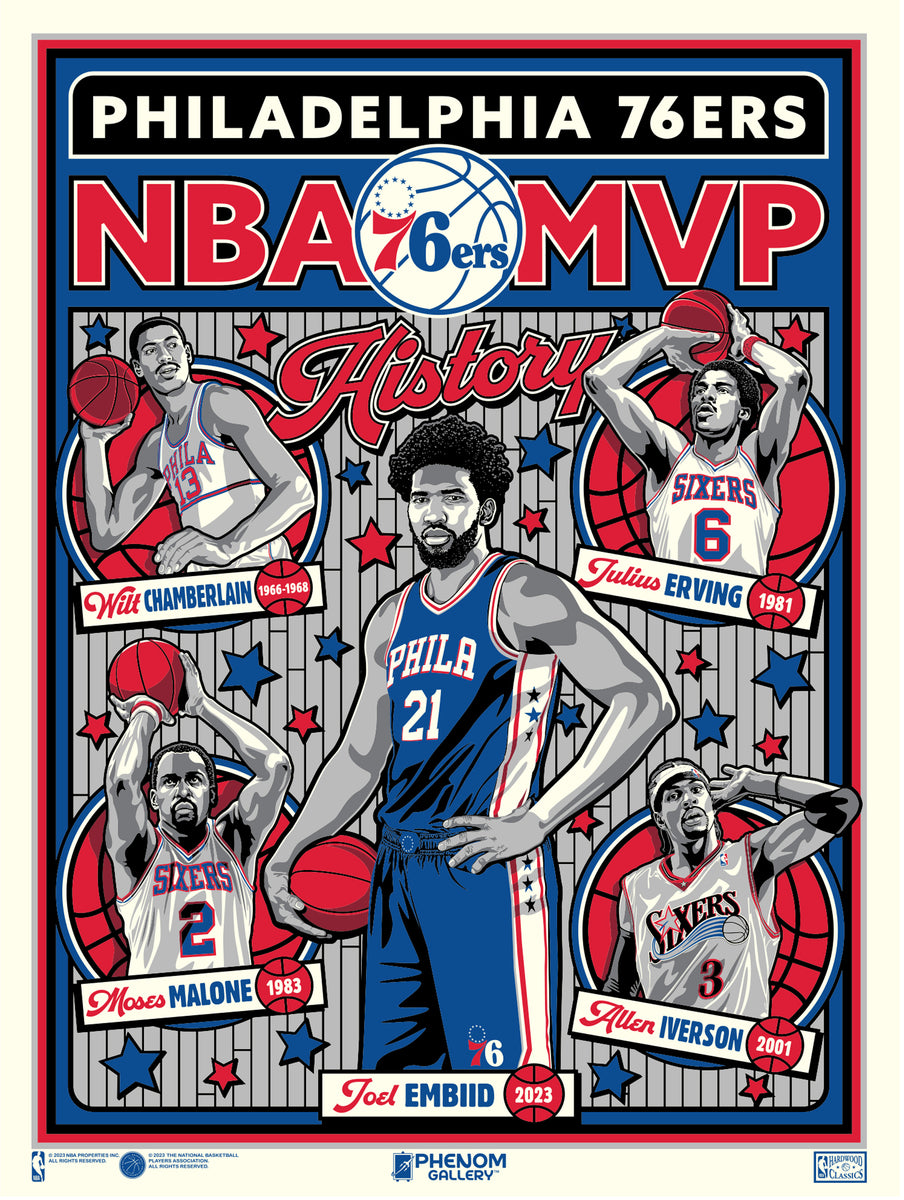 Phenom Gallery Philadelphia 76ers MVP History 18" x 24" Serigraph ...